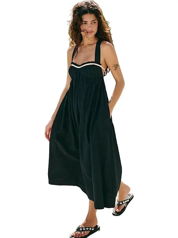 Free People Poppy Midi Dress - Black