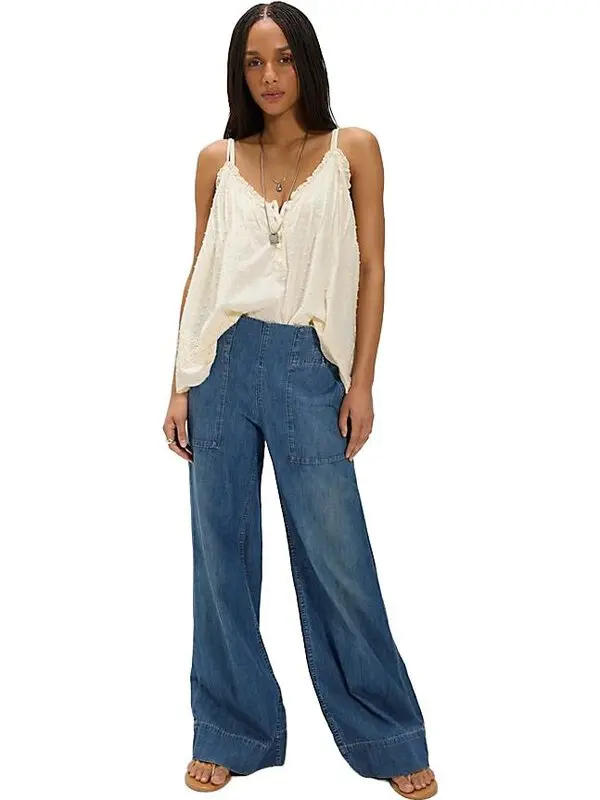 We The Free Breezy Denim Wide-leg Jeans - Cobalt