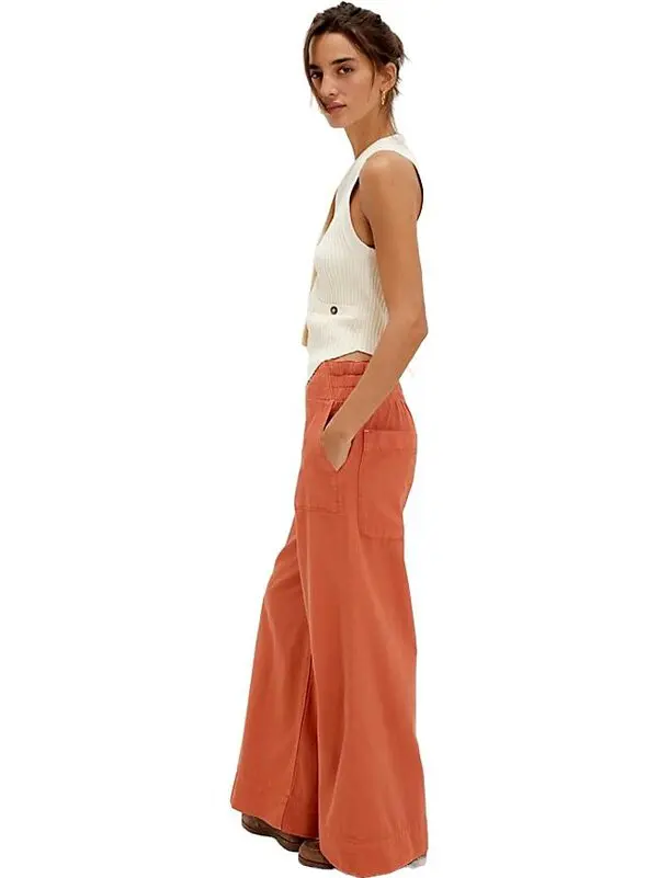We The Free Breezy Denim Wide-leg Jeans - Red Mango