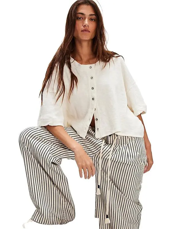 We The Free Flashback Cardigan Tee With Button-front Closure - Tofu