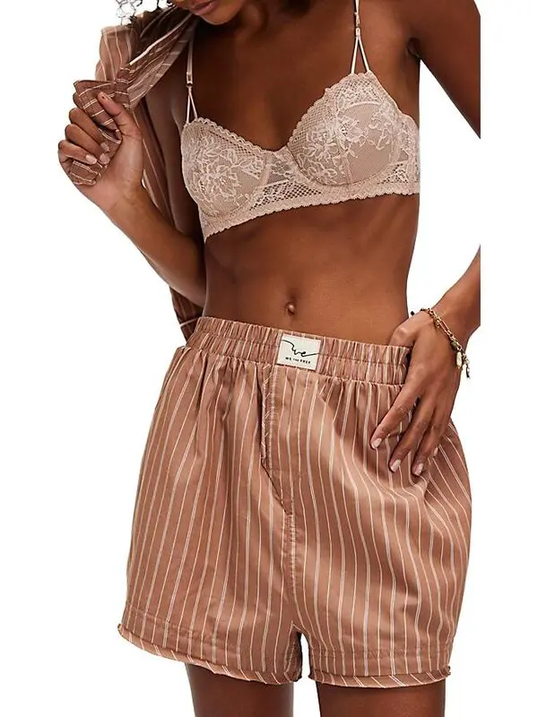 We The Free Day To Day Striped Boxer Shorts - Chocolate