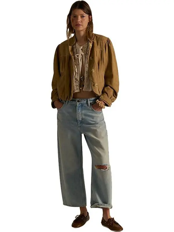 Free People Nimbus Suede Jacket - Hazelnut Combo