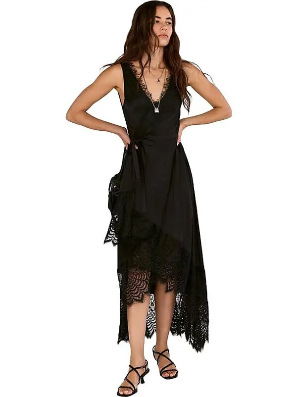 NIGEL PRESTON Soho Wrap Midi Dress At - Black