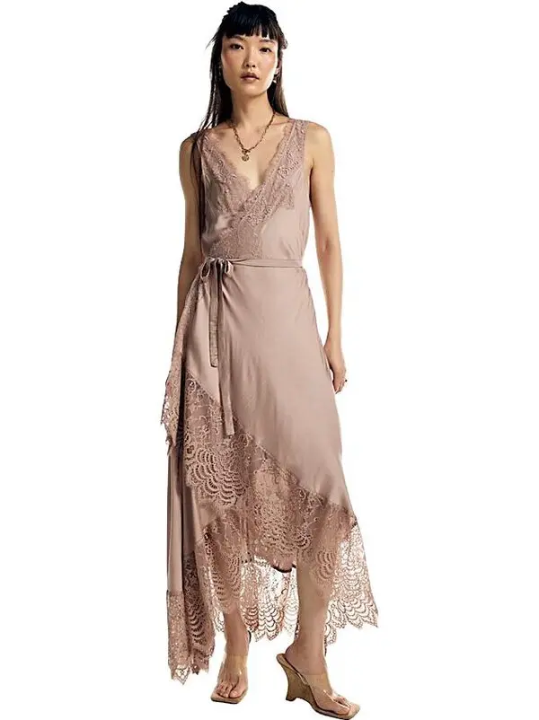 NIGEL PRESTON Soho Wrap Midi Dress At - Cobblestone