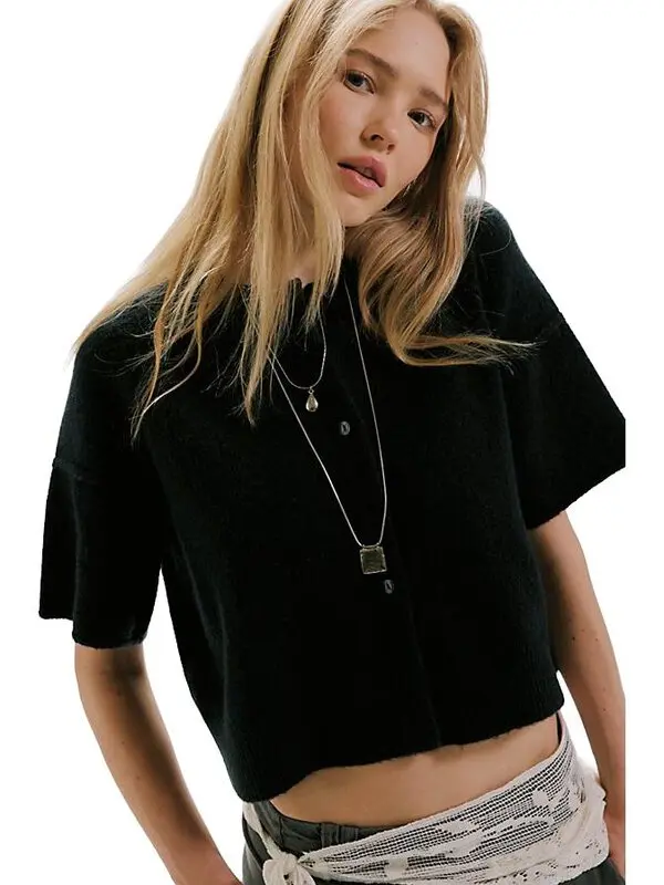 Free People See Me Softspun Cardigan - Black
