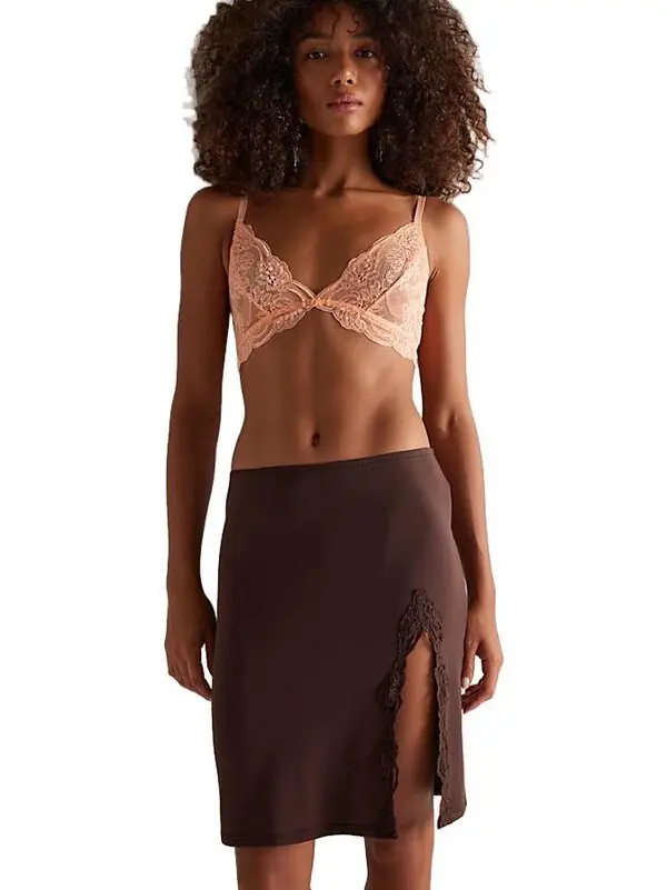 Only Hearts Lace Trimmed Mini Slip Dress - Caffeine