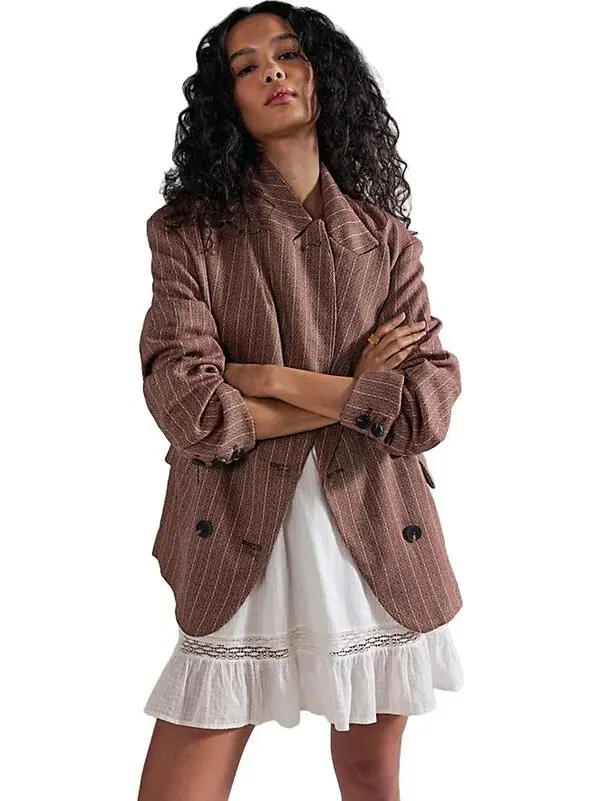 Free People Dean Double-breasted Blazer Jacket - Lilac Combo