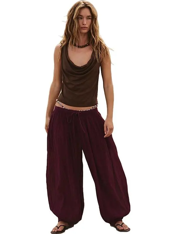 Free People Balloon Silhouette Cotton Pants - Maroon