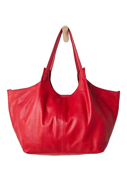 FP COLLECTION Tivoli Leather Tote Bag - Red