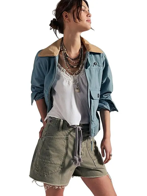 We The Free Moxie Barrel Denim Shorts - Fern