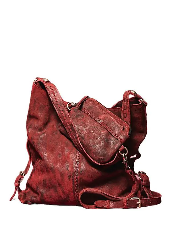 We The Free Dallas Distressed Suede Oversized Bag - Sandblast Red