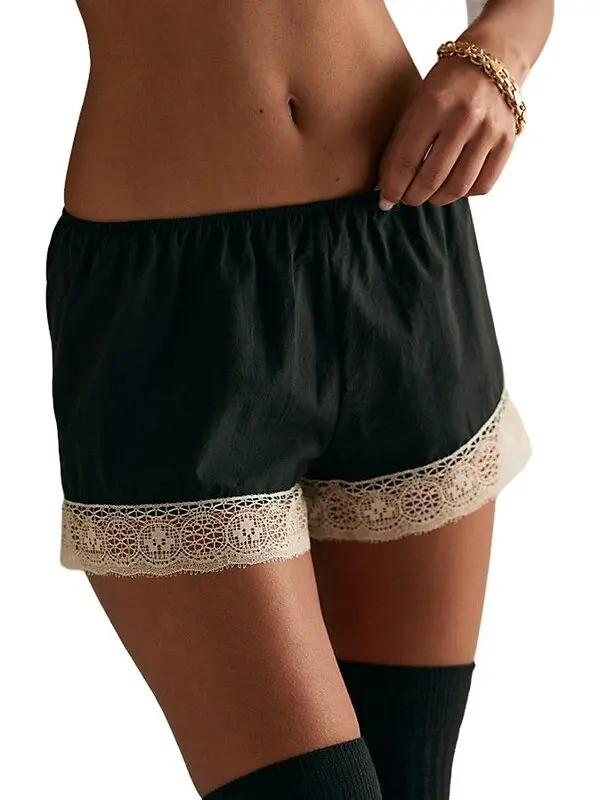 Only Hearts Lace Trimmed Cotton Voile Shorties - Kohl