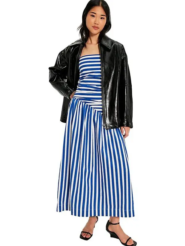 S/W/F Strapless Ruched Bodice Midi Dress - Coastline
