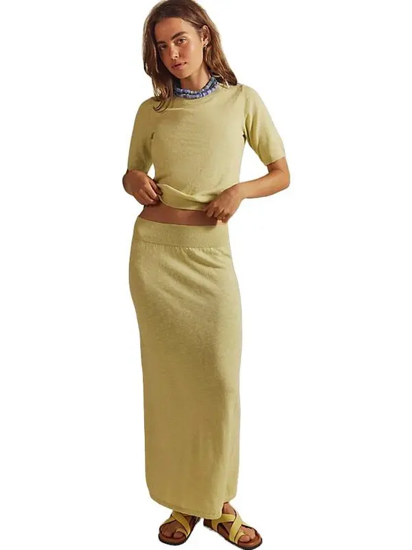 Free People Isabella Sweater Skirt Set - Lemongrass