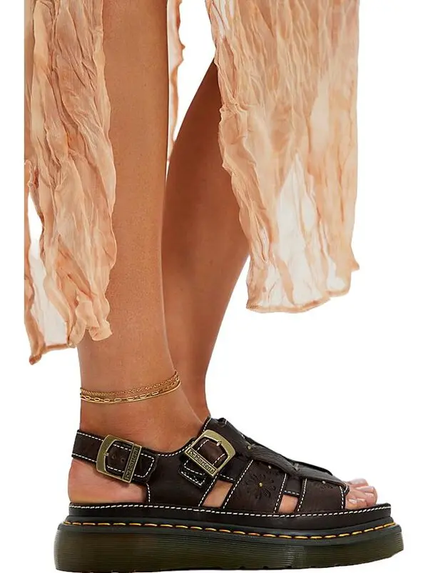 Dr. Martens Wrenlie Floral Deboss Sandals - Brown