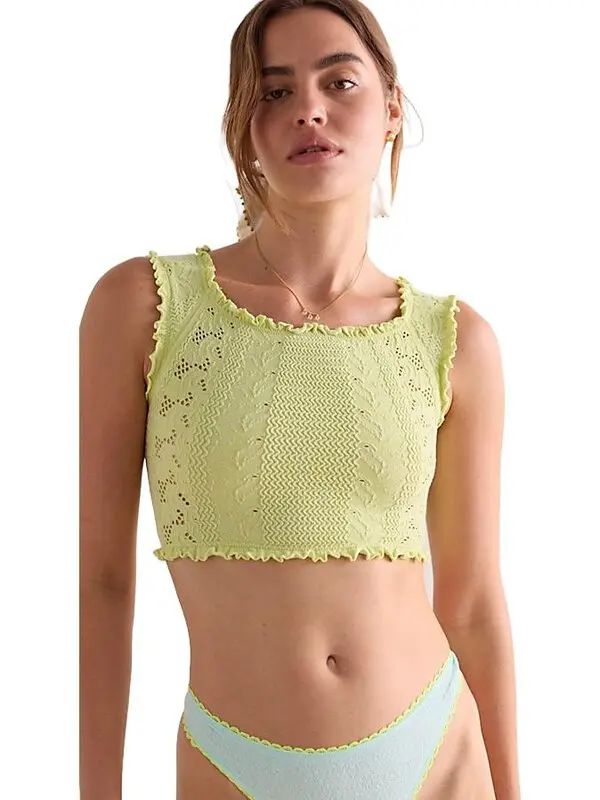 INTIMATELY So Soft Frill Seamless Micro Crop Top - Lime Sherbert