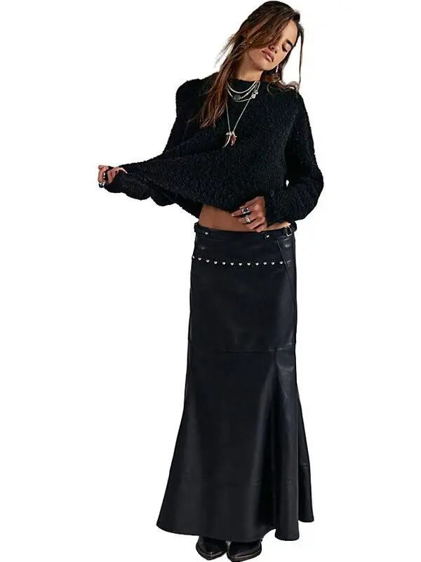 We The Free Heart Of Stone Vegan Leather Maxi Skirt - Black