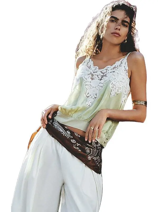 Free People Reya Lace Top - Green