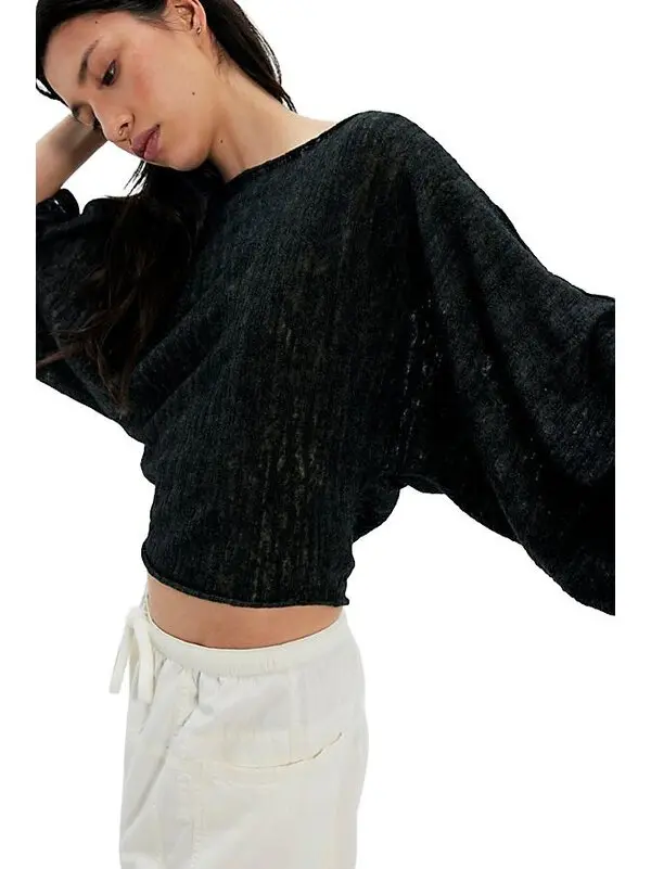 Free People Amber Breeze Off-the-shoulder Sweater - Black