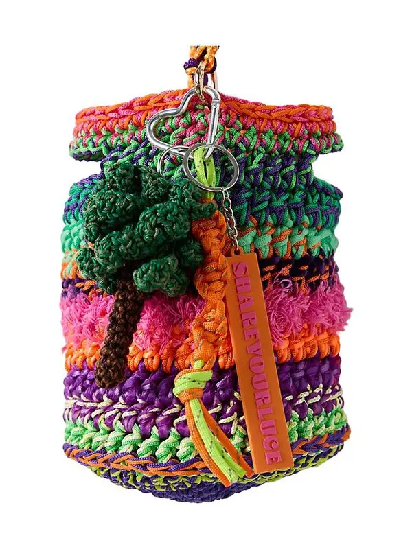 SHAREYOURLUCE Crochet Palm Tree Bag Charm With Carabiner - Green