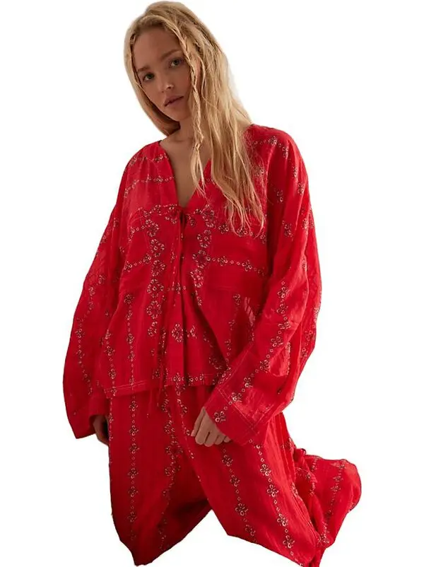 INTIMATELY Come Over Lounge Shirt Top At - Cherry Combo