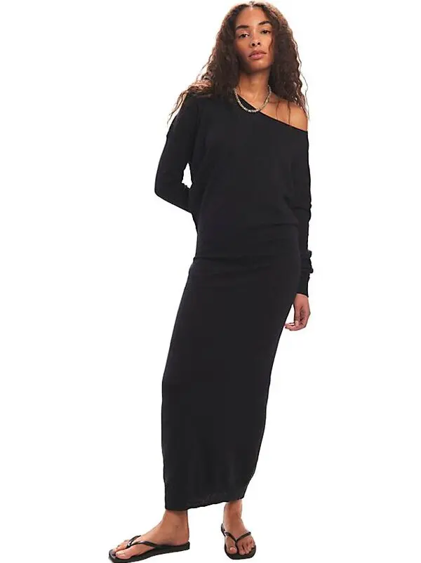 Free People Hollis Sweater Midi Dress - Black