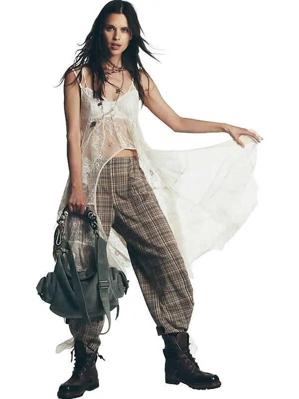 Free People Nice Choice Pull-on Trousers - Plaid