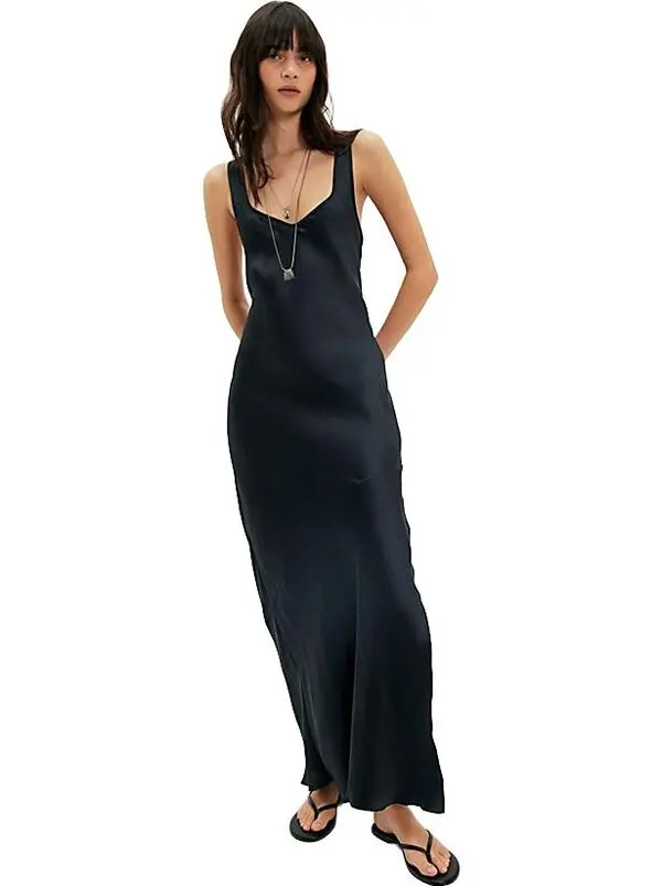 INTIMATELY Maxi Slip Dress With Thigh-high Slit - Black