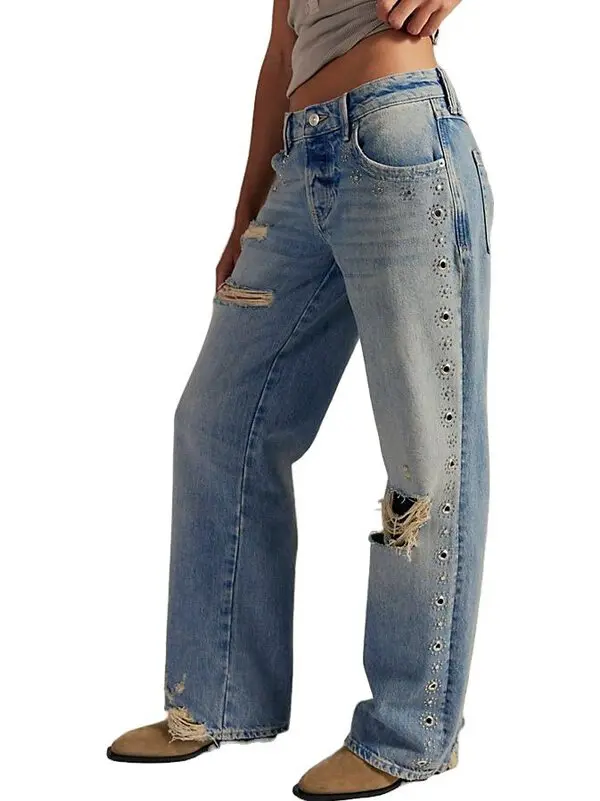 We The Free Tennessee Low-rise Boyfriend Studded Jeans - Destroy Delphi