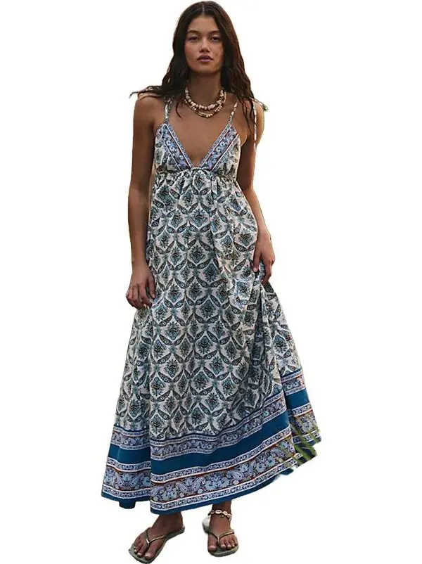 Free People Sorrento Stroll Printed Maxi Dress - Ivory Combo