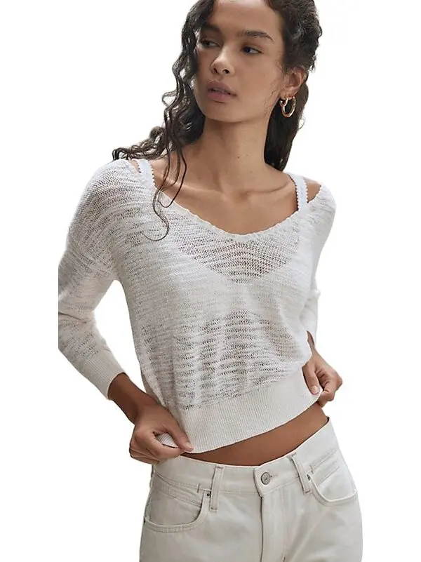 Free People Soft Focus Fine Gauge Linen Pullover - Ivory