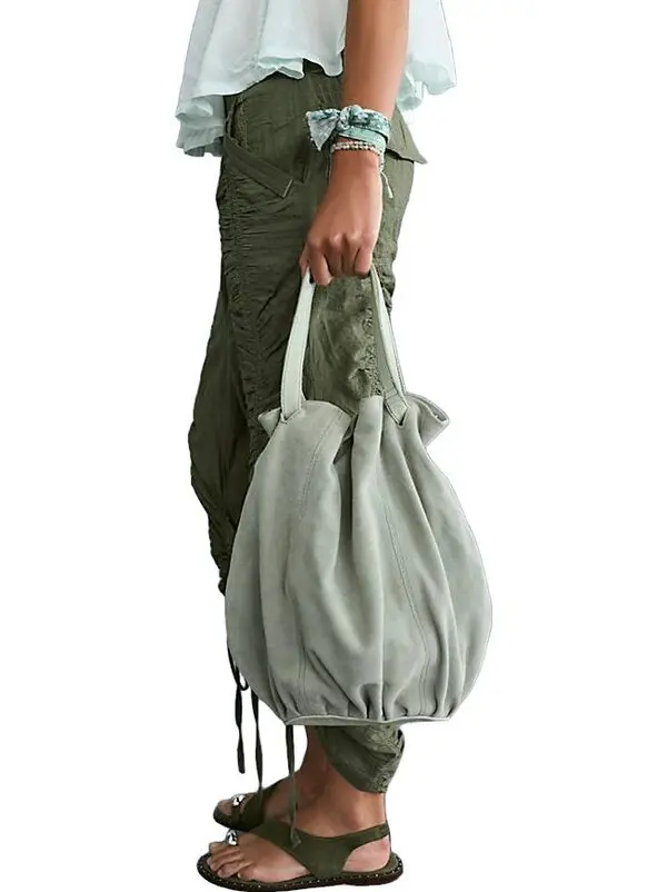Free People Suki Large Suede Tote Bag - Sage