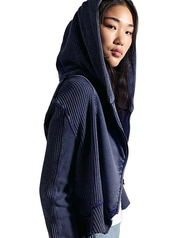 FP ONE Asher Zip-up Hoodie With Waffle-knit Paneling - Navy