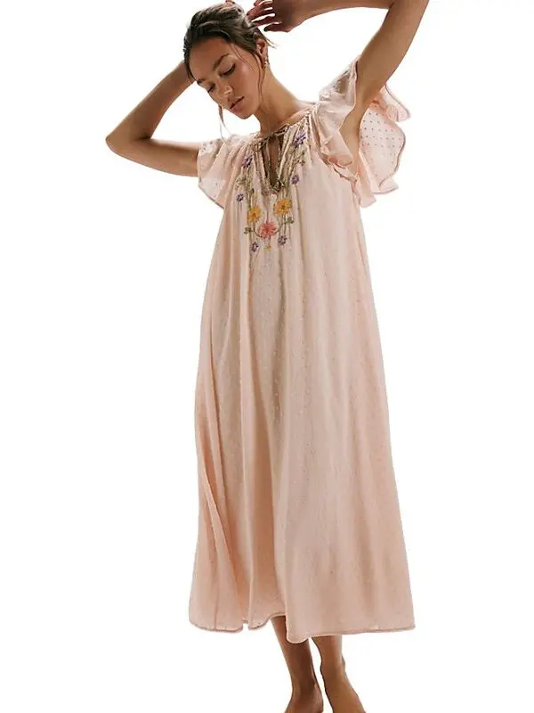 Free People Savannah Rose Midi Dress - Pink Shell