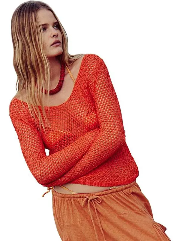 Free People Coconut Knit Long Sleeve - Flame