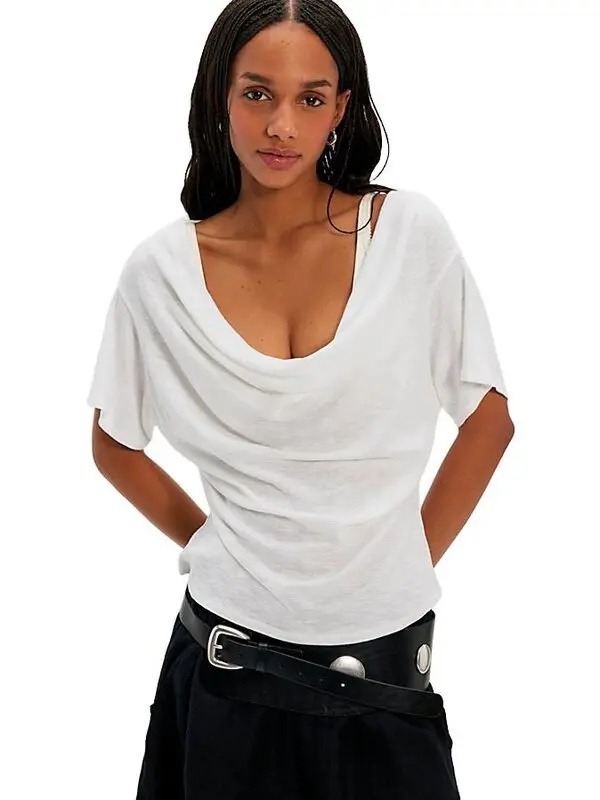 We The Free Waterfall Cowl-neck Top - Ivory
