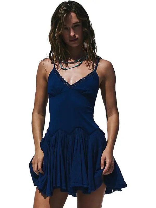 Free People Twirly Girly Mini Dress - Poseidon