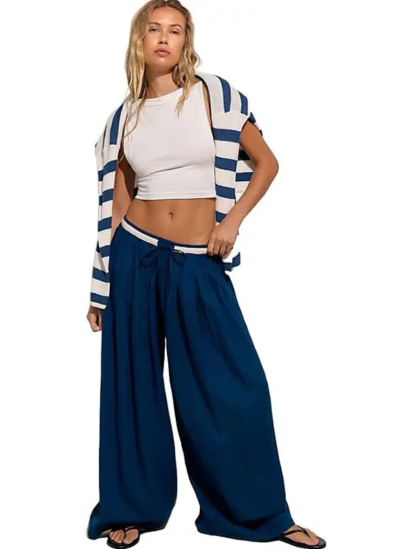 Free People Sandshell Linen Sweet Escape Pants - Poseidon