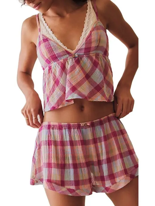 INTIMATELY Weekend Feeling Crinkled Cotton Shorts - Melon Combo