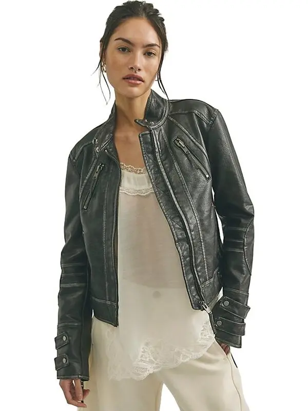 We The Free Jesse Vegan Leather Moto Jacket - Black