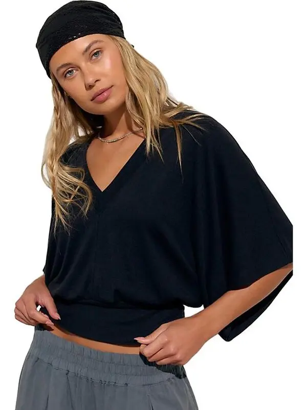 Free People Dolman Sleeve V-neck Top - Black