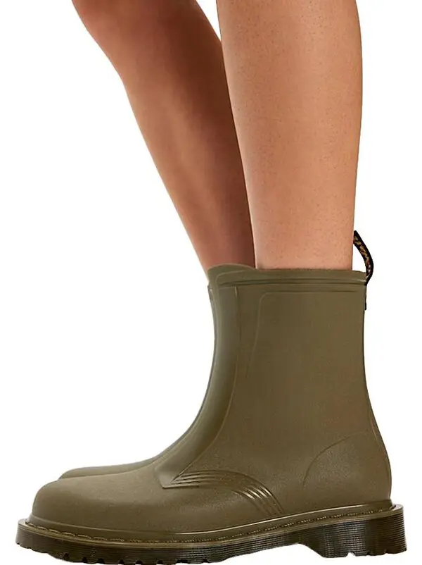 Dr. Martens 1460 Ankle Rain Boots With Signature Sole And Heel Pull Tabs - Olive