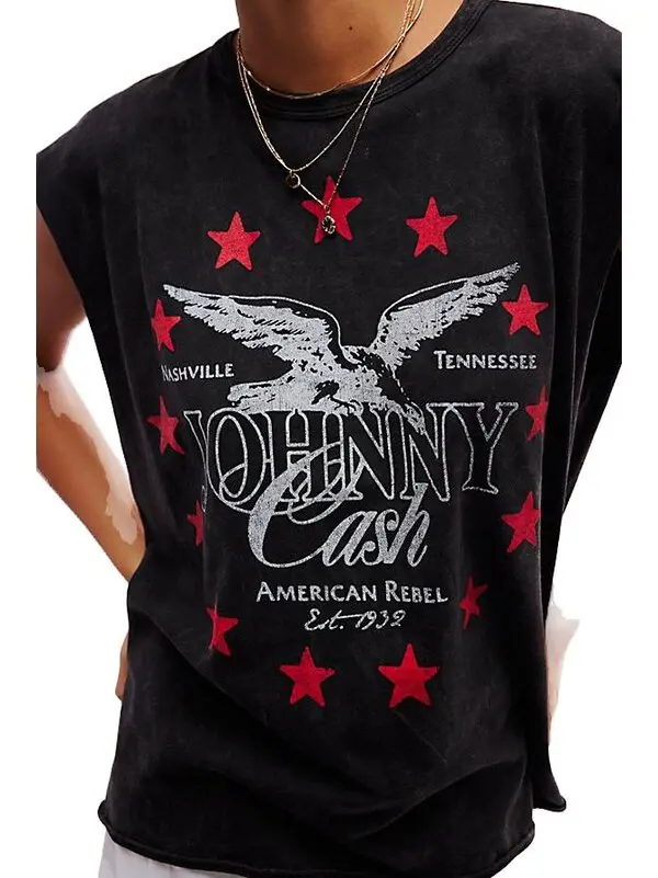 Daydreamer Johnny Cash Graphic Muscle Tank - Black