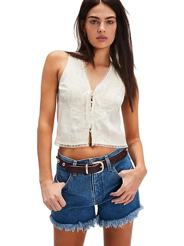 Wrangler High-rise Cutoff Denim Shorts With Raw Hem - Dark Stone