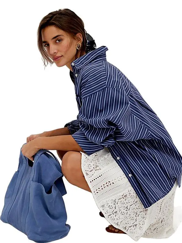 Free People Suede Caravan Tote - Denim