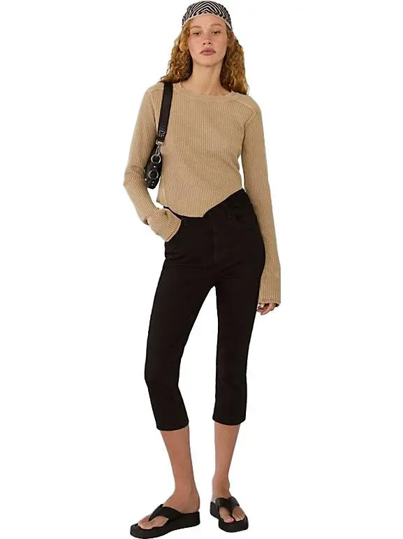 Free People Bette Super Slim Capri Pants - Black
