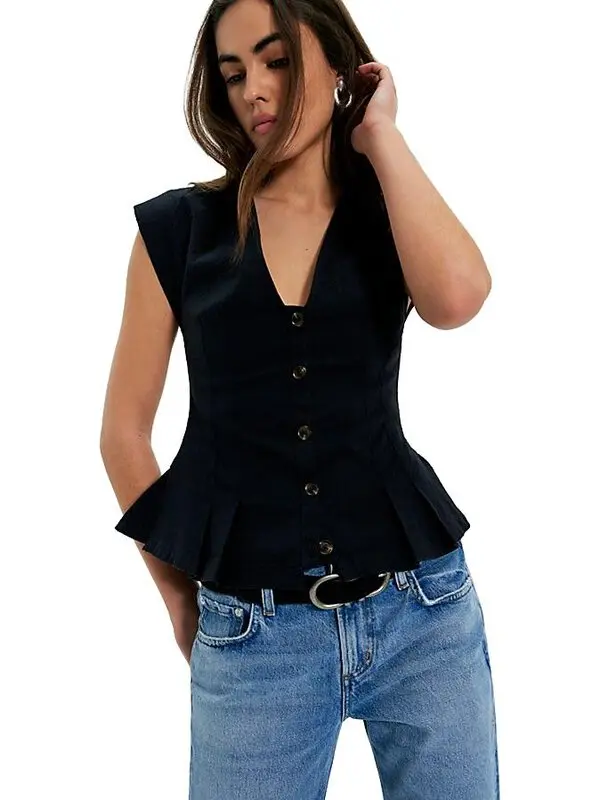 Free People Dylan Vest Jacket - Black