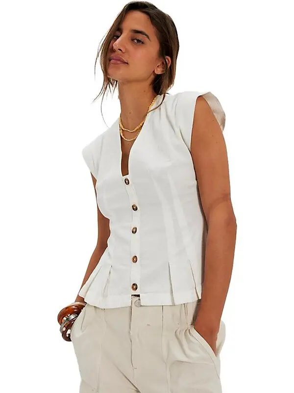 Free People Dylan Vest Jacket - Ivory