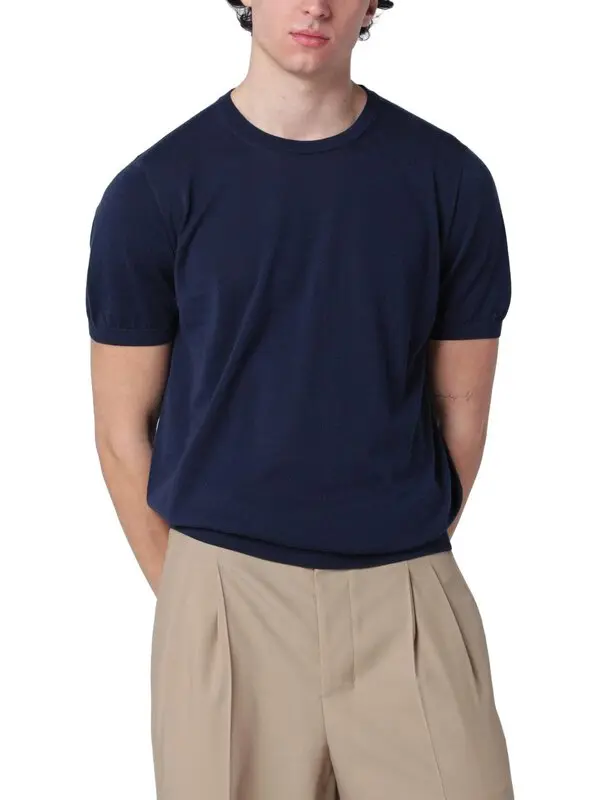 DRUMOHR Crewneck Short Sleeve Sweater - Blue