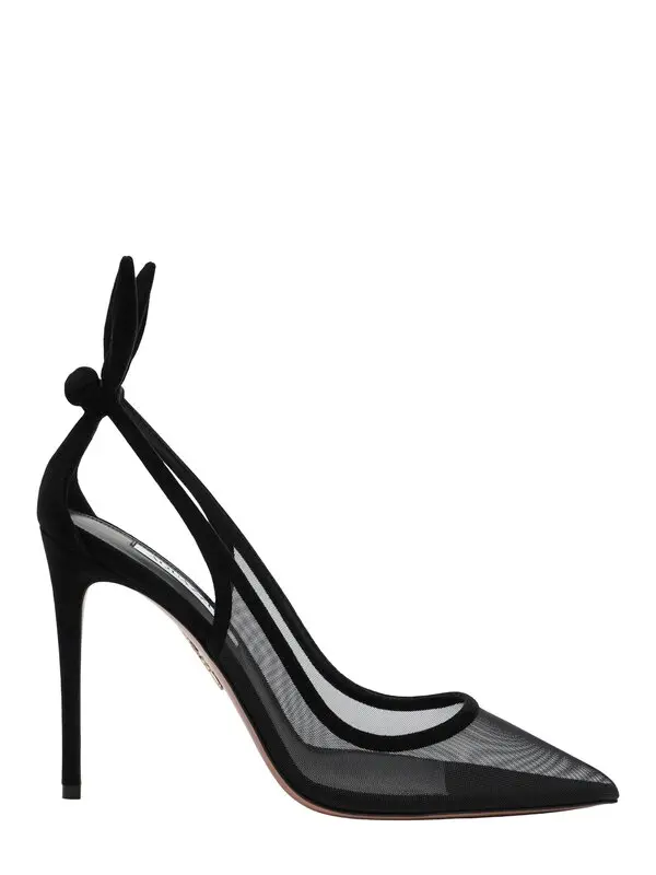 AQUAZZURA Mesh And Suede Bow Detail Pumps - Black